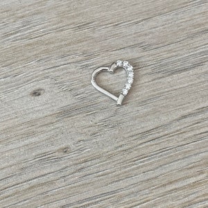 16G Solid White Gold Heart Daith Earring 8mm CZ Cute Daith Jewelry ...