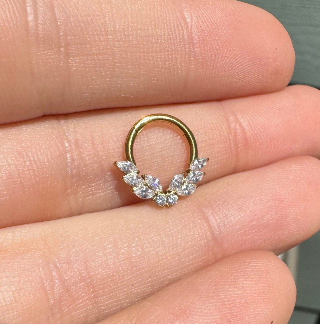 Gold Daith Earring, Cute Titanium Daith Jewelry Clicker, Butterfly CZ ...