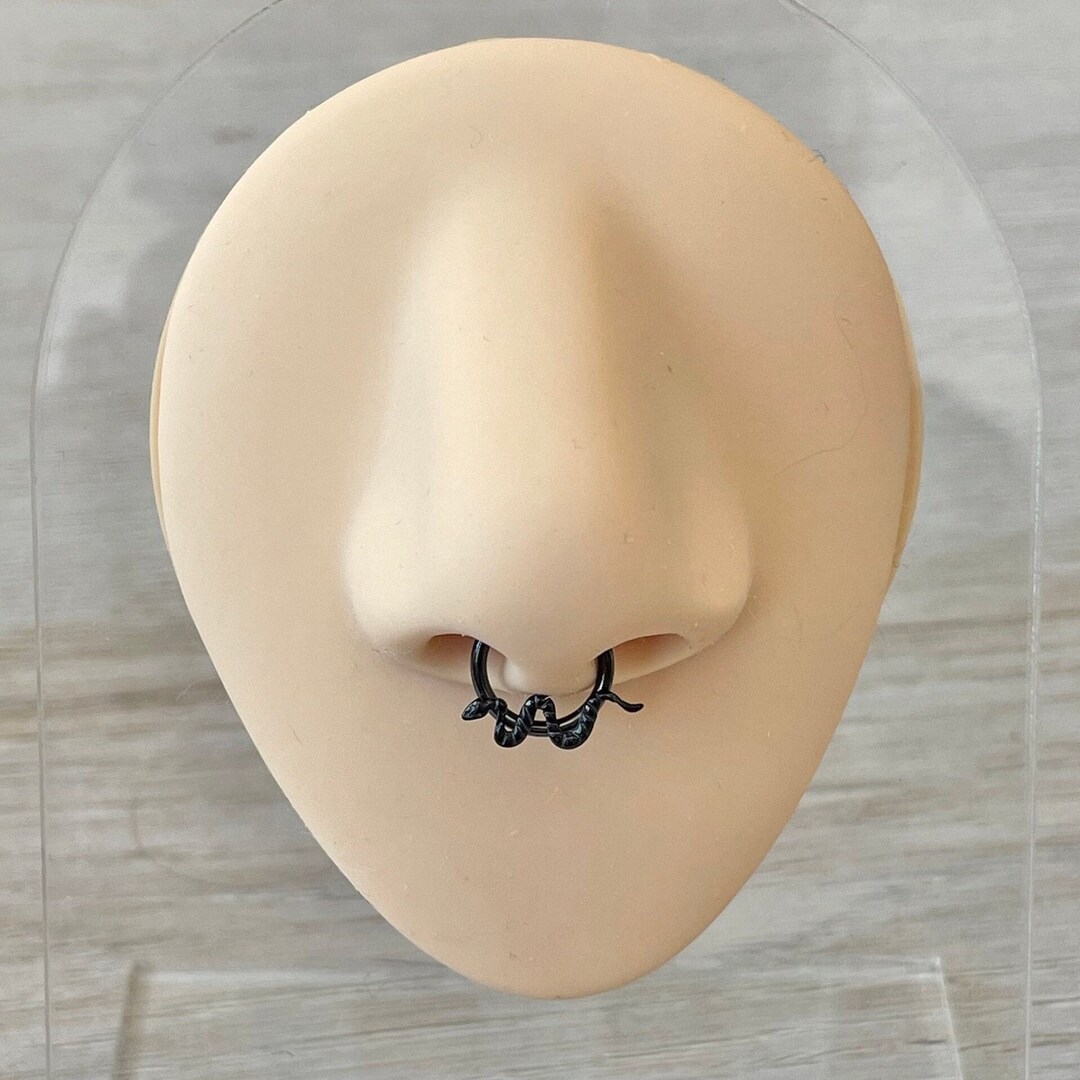 Snake Septum Ring, Black Septum Jewelry, Septum Piercing, Septum ...