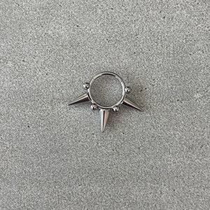Septum Ring Silver Spikes, Spikey Septum Piercing, Septum Clicker ...