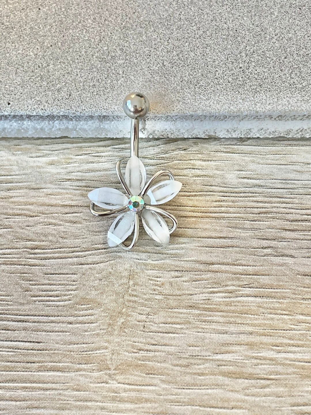 Silver Hibiscus Flower Belly Button Ring, Tropical Floral Navel ...