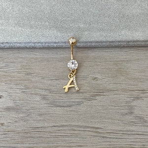 Personalized Initial Belly Button Ring Dainty 14k Gold Belly Button ...