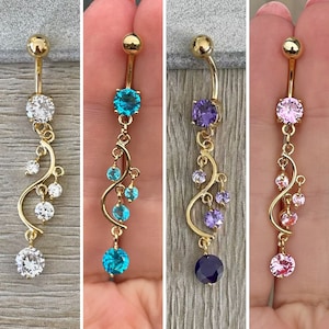 Elegant Gold Belly Ring | Surgical Steel Navel Jewelry - Etsy