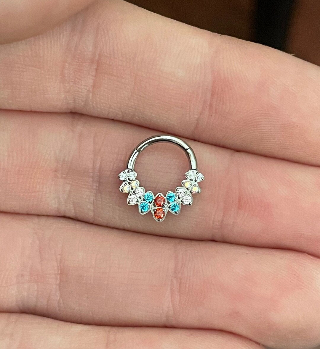 16G Daith Jewelry Silver 8mm Daith Earring Dainty Surgical Steel Cute ...