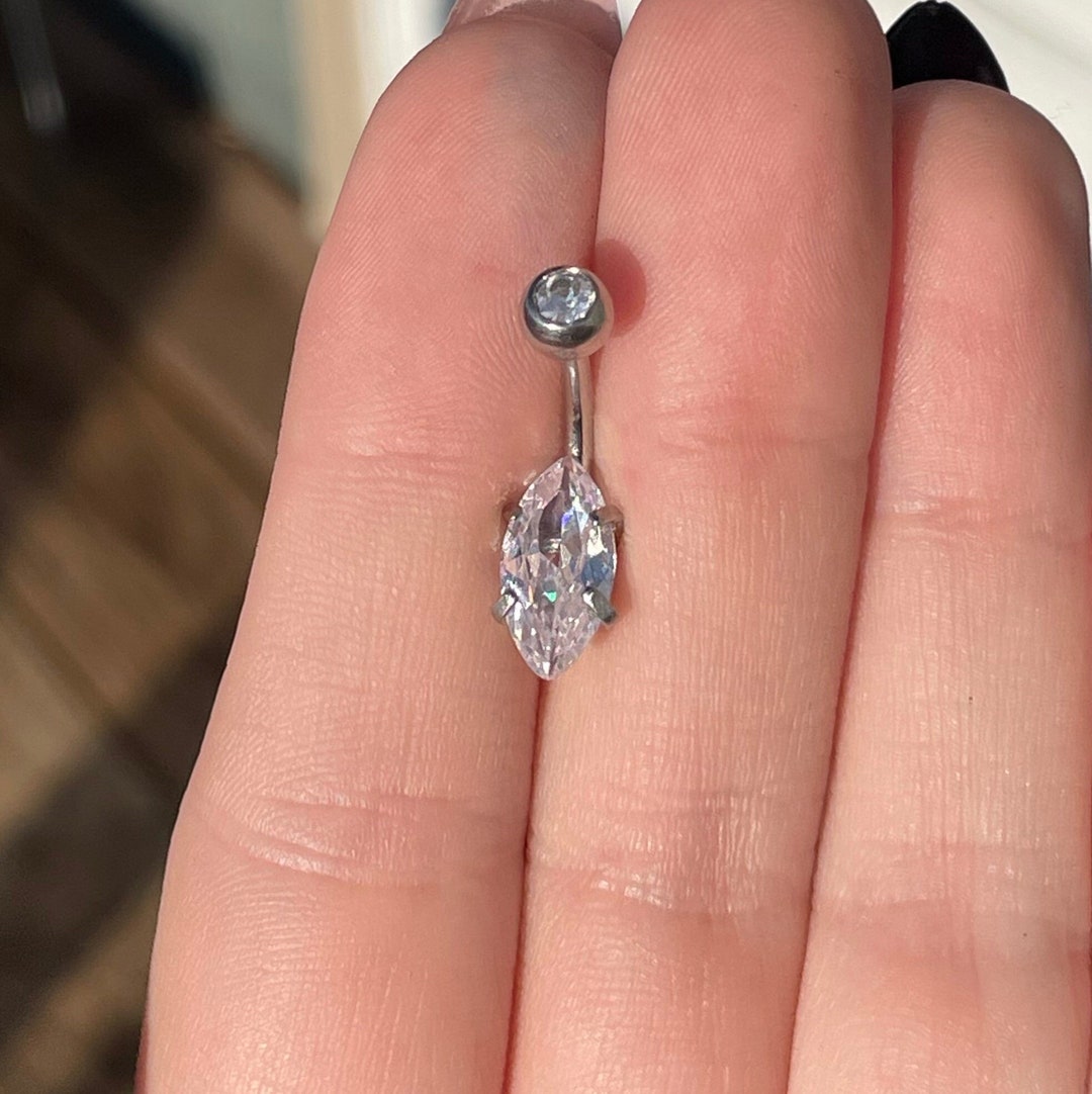 Small Belly Button Ring Silver, Non Dangle Belly Button Jewelry, Belly ...