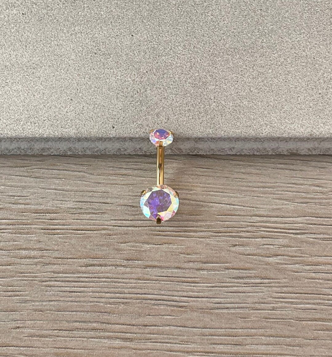 Gold Belly Button Ring Internally Threaded Aurora Dainty Delicate Belly ...