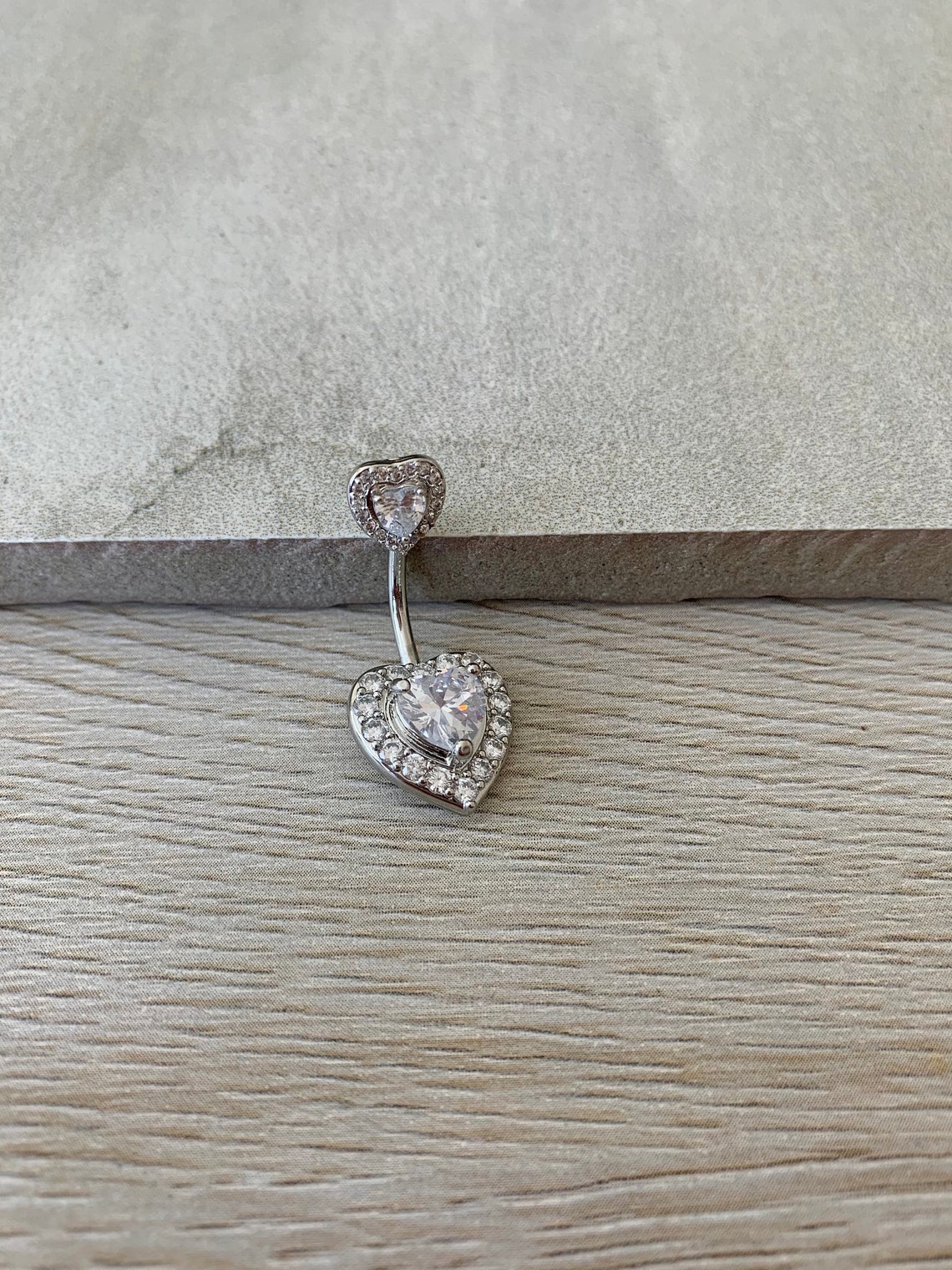 Silver Heart Minimalist Belly Button Ring Small Belly Rings | Etsy