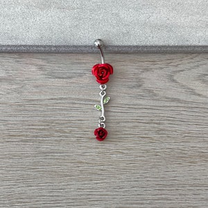 Rose Belly Button Ring Silver, Unique Belly Button Piercing, Cute ...