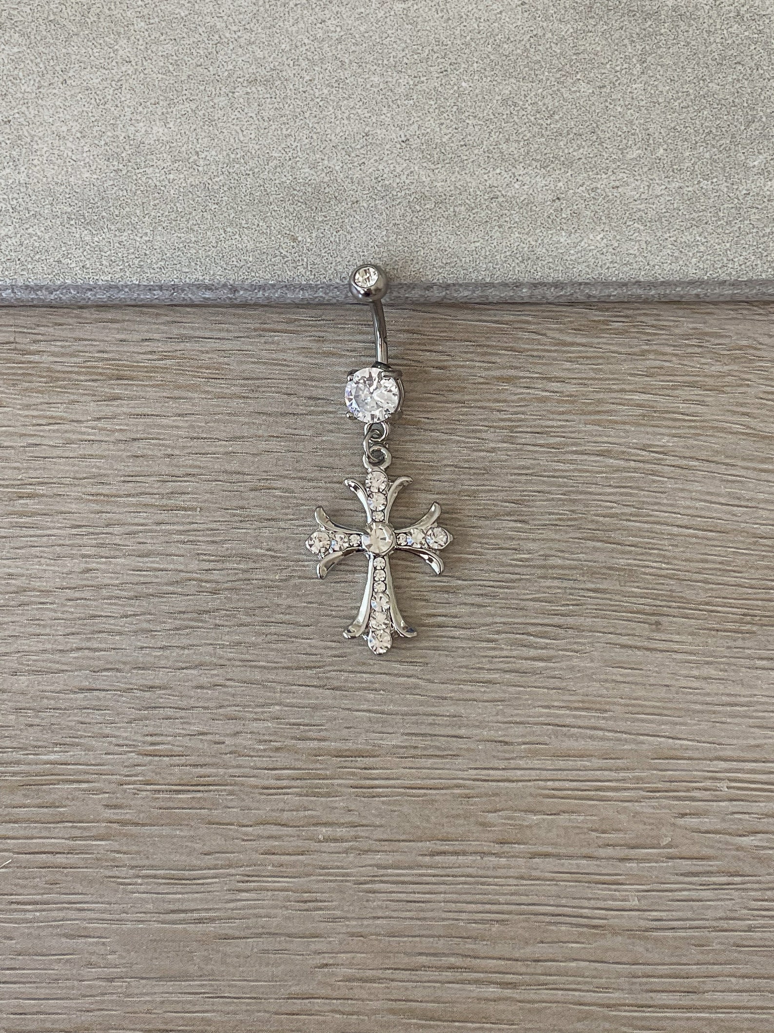 Silver Cross Belly Button Ring – Ornate CZ Navel Piercing, 316L ...