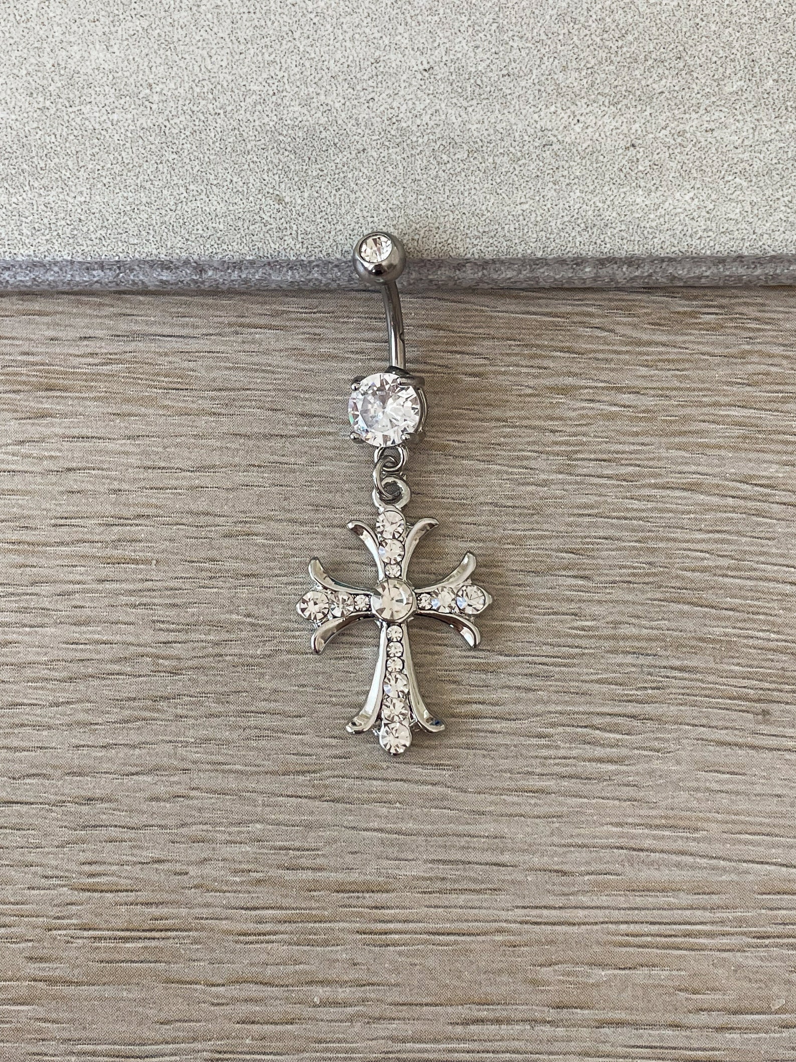 Silver Cross Belly Button Ring – Ornate CZ Navel Piercing, 316L ...