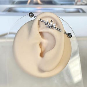 Leaf Industrial Piercing Jewelry Gold | Cute Industrial Bar Jewelry Earring 14g/38mm - Etsy