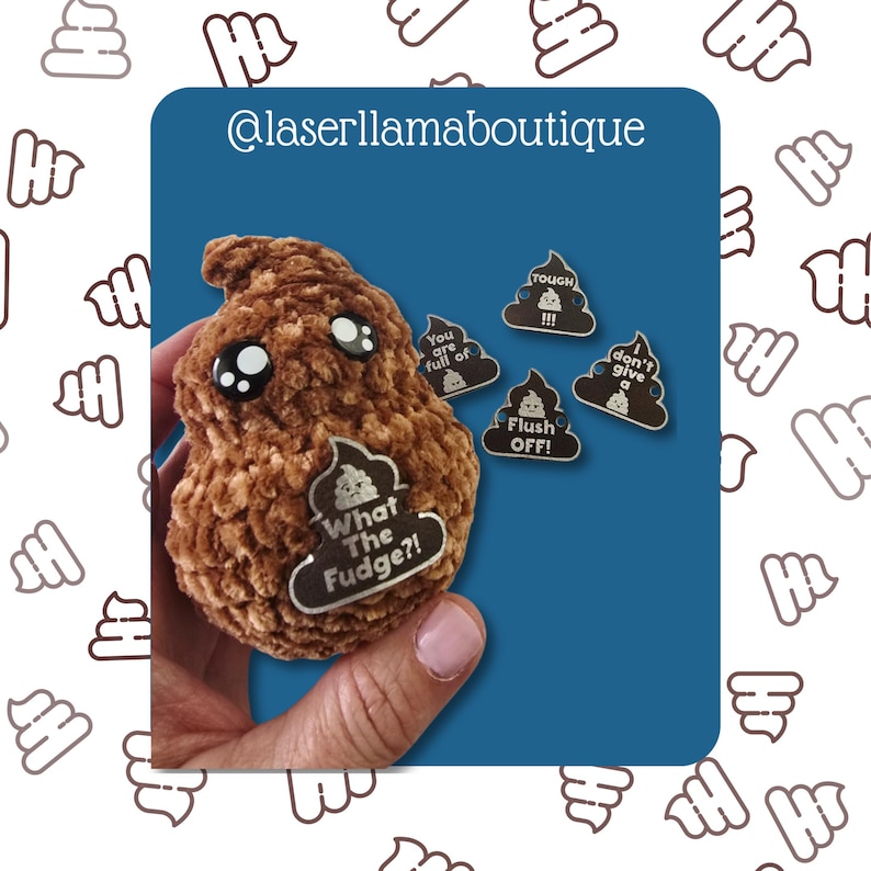Angry Poop Emoji Amigurumi Tags - Set of 6 Fun Crappy Sayings ~ Tags ...
