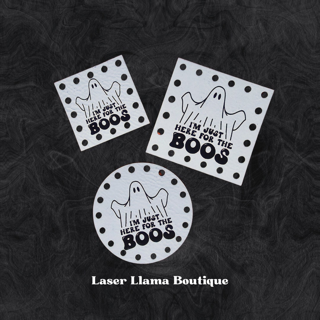 Here for the Boos ~ Cute Ghost Halloween Patches ~ Faux Leather Tags ...