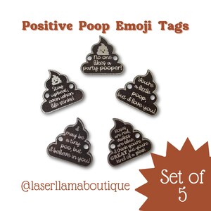 Positive Poo Emoji Amigurumi Tags - Set of 5 With Fun Sayings ~ Tags ...