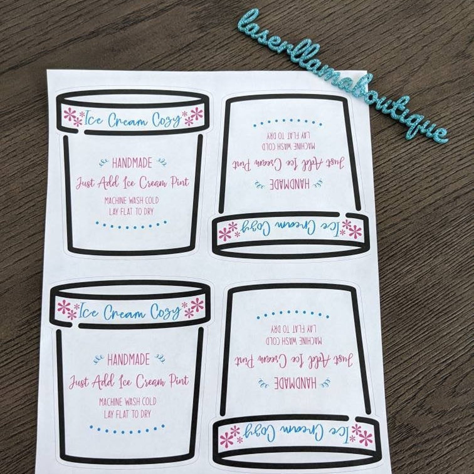 Ice Cream Cozy Insert: Color & B/W Template (printable PDF) - Etsy