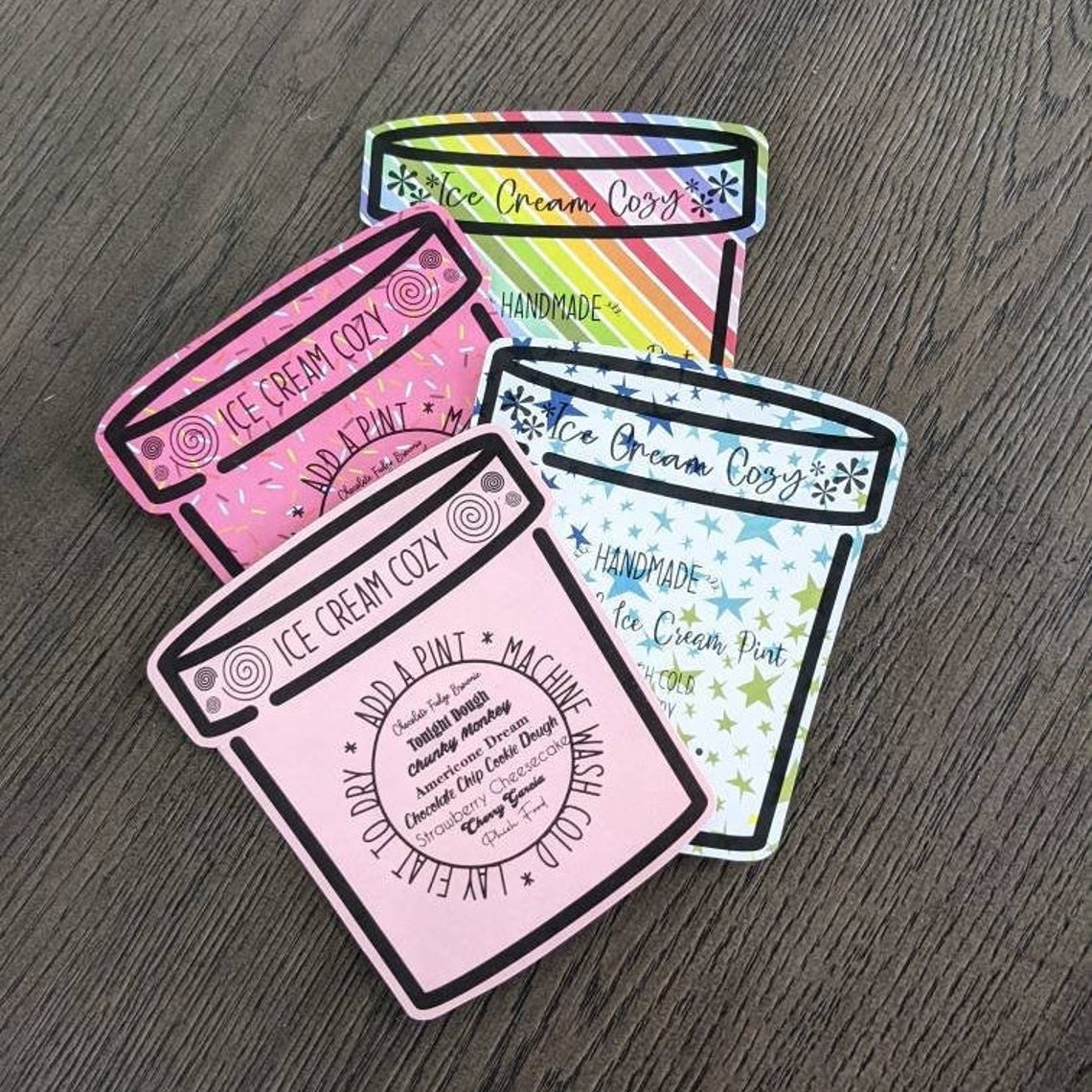PRINTABLE Ice Cream Cozy Insert/2 Designs/color and Black and | Etsy