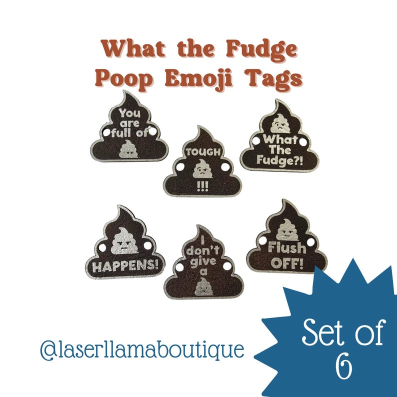 Angry Poop Emoji Amigurumi Tags - Set of 6 Fun Crappy Sayings ~ Tags ...