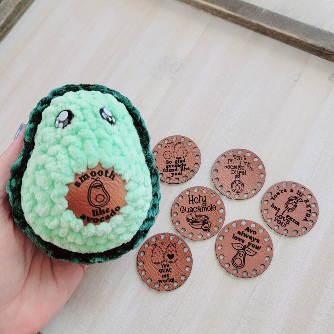 Avocado Amigurumi Faux Leather Patches: Punny Plushie Tags (pack of 7 ...