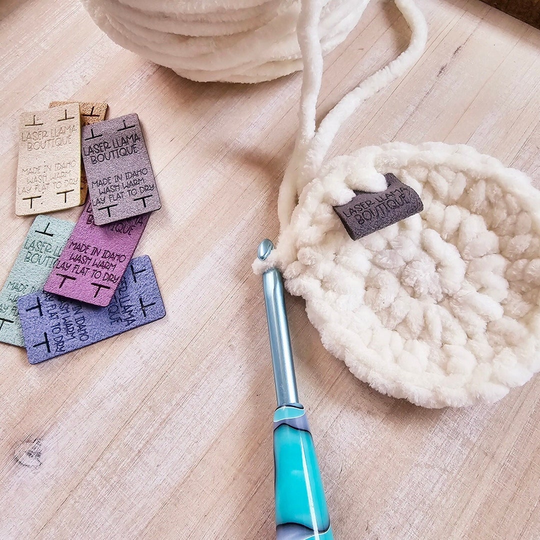 Lazy Llama Tags: Custom Soft No Sew Crochet on Microsuede Labels ...