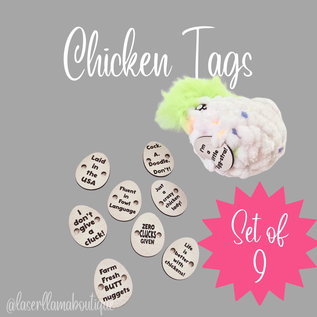 Chicken Tags ~ Funky Chicken Patches ~ Farmhouse Amigurumi Keychain ...