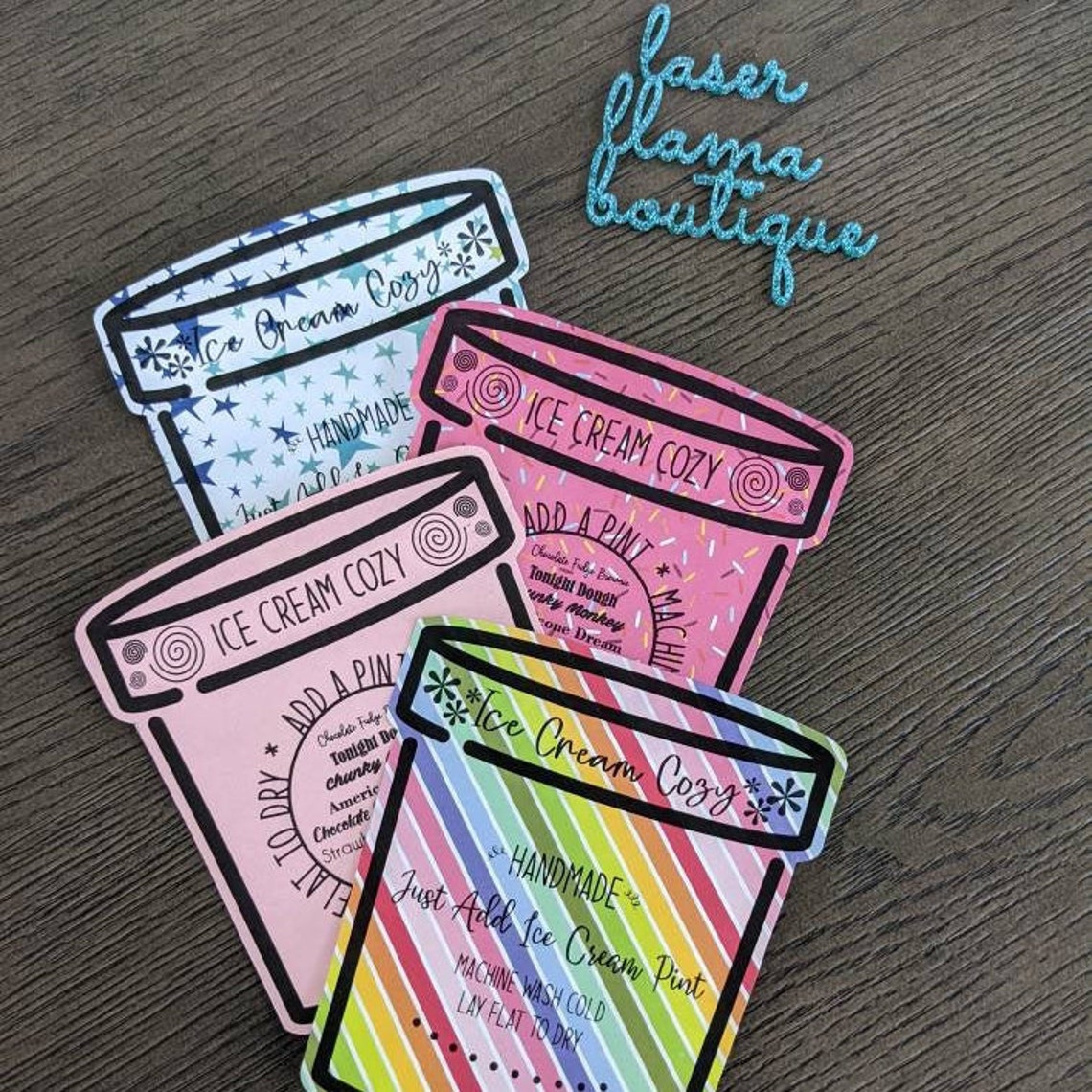 PRINTABLE Ice Cream Cozy Insert/2 Designs/color and Black and | Etsy