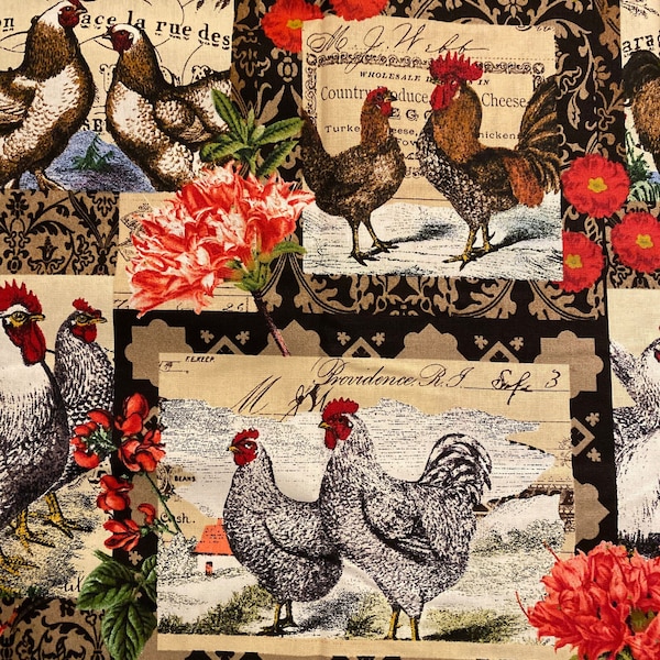 Rooster Fabric - Etsy