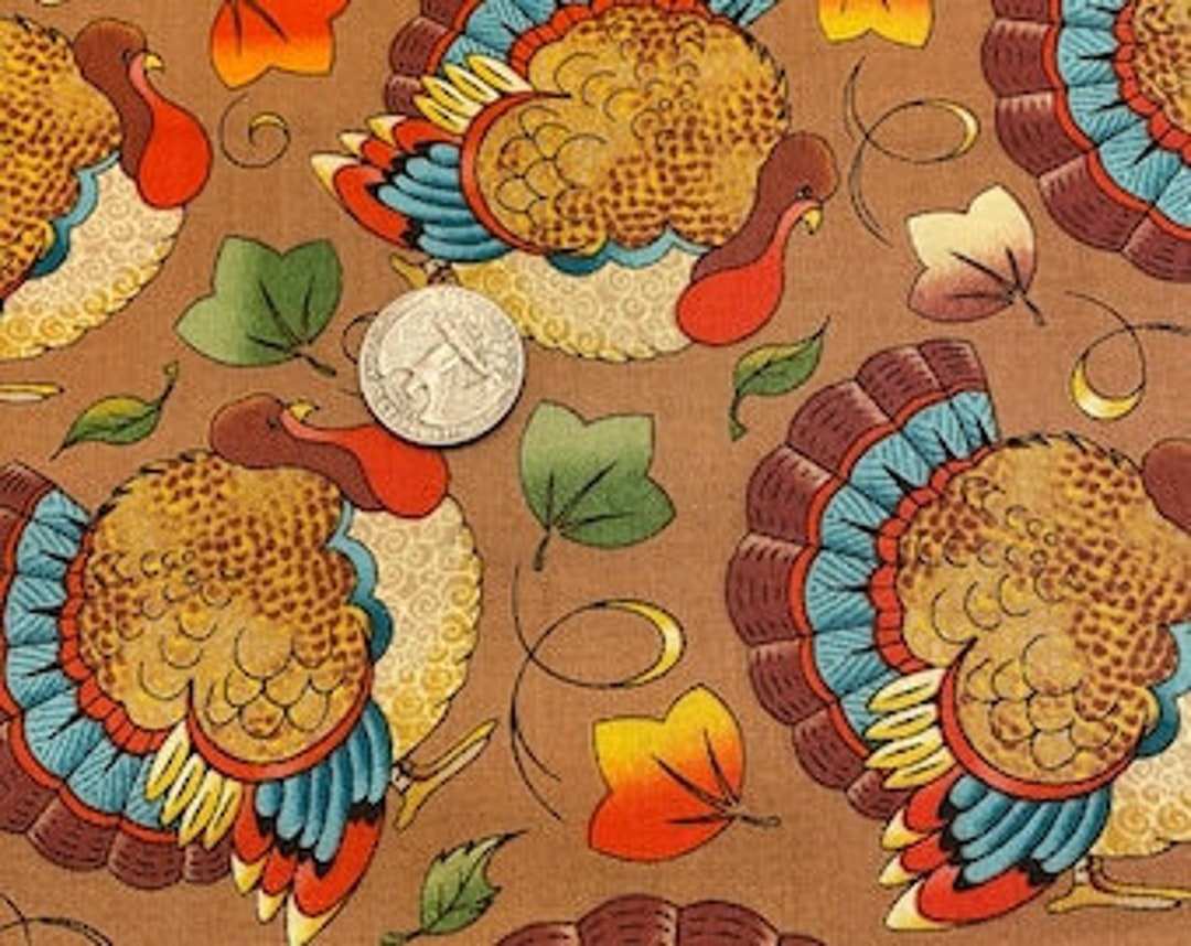 Thanksgiving Turkey Fabric, Pilgrim Fabric, Fabric Traditions ...