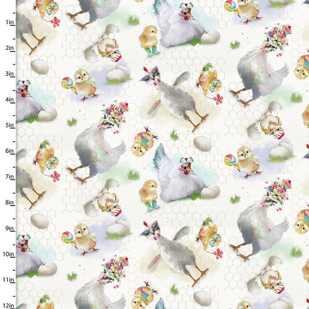 Chicks, Chickens,welcome to the Funny Farm, 3 Wishes Fabric Connie ...