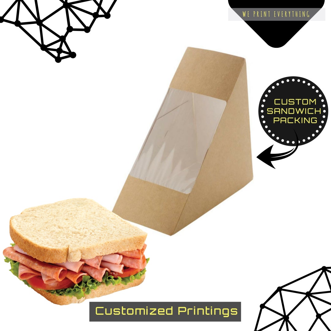 Custom Wrap Boxes Packaging for Sandwiches: Kraft Sandwich Wedge Double ...