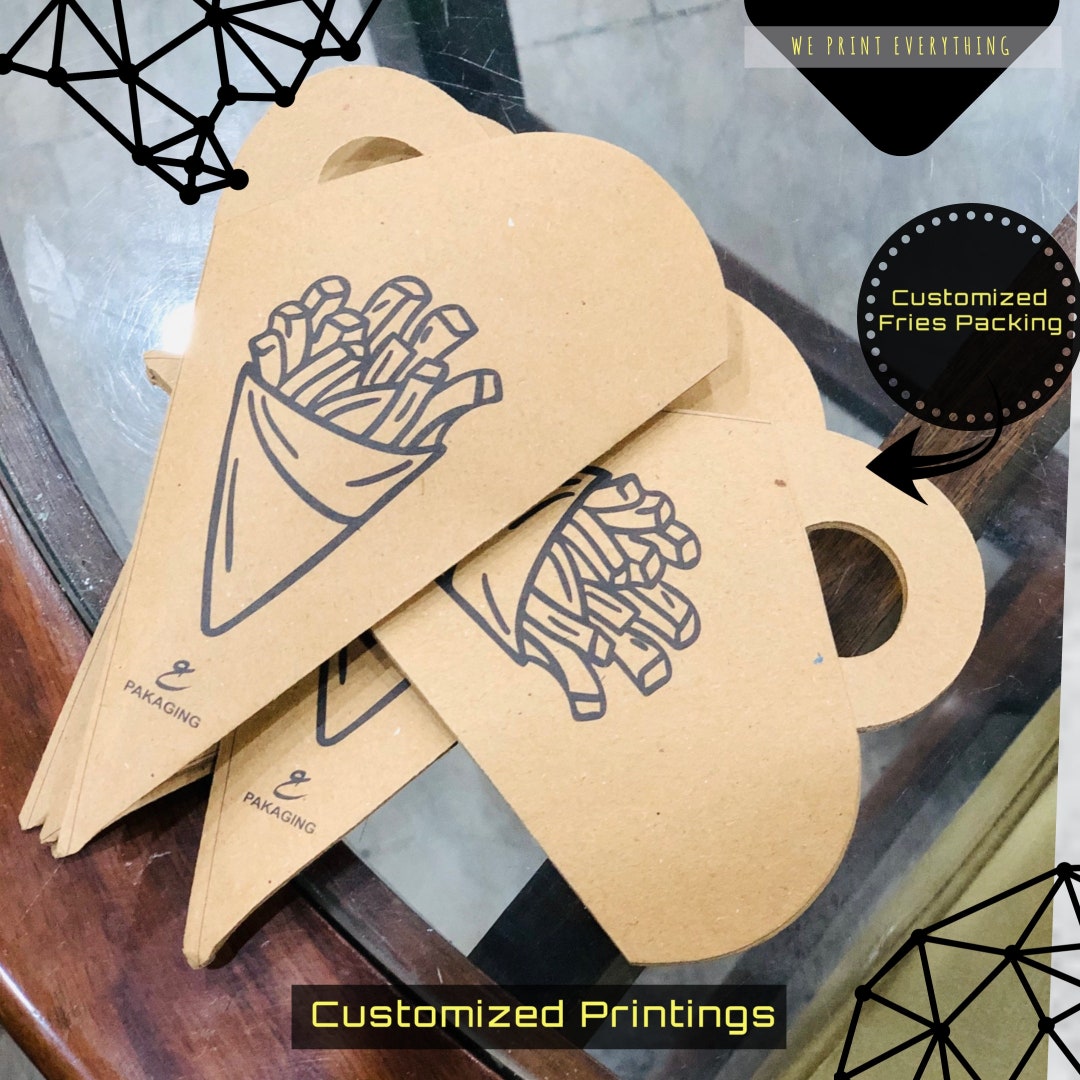 Custom Logo Printings on French Fries Cone Bags: Food Paper Cones ...