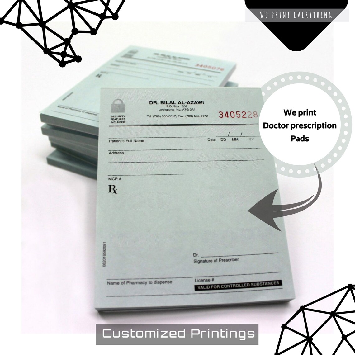 Personalized Antique Medical Prescription Card or Pad Doctor ...