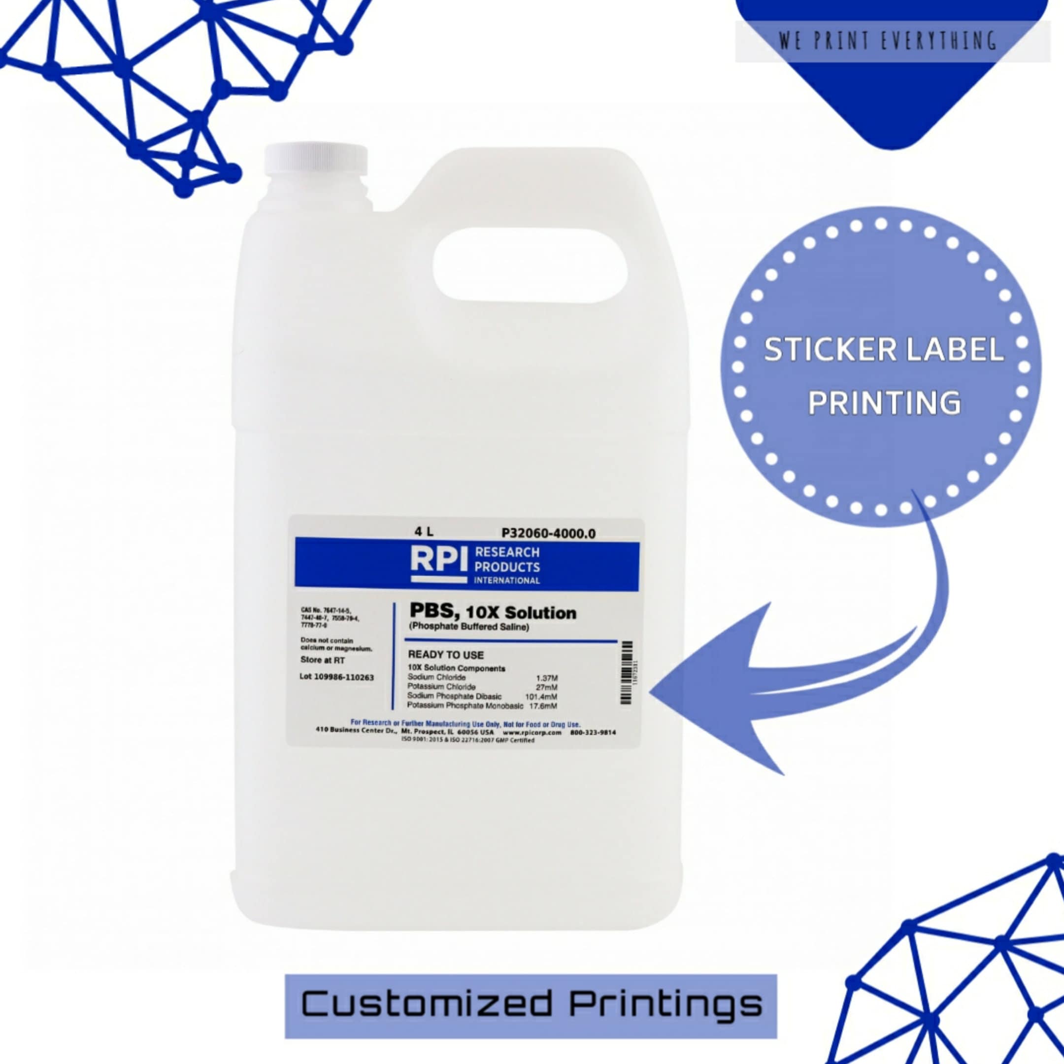 Customized Size Text Label for Gallon Bottle - Etsy