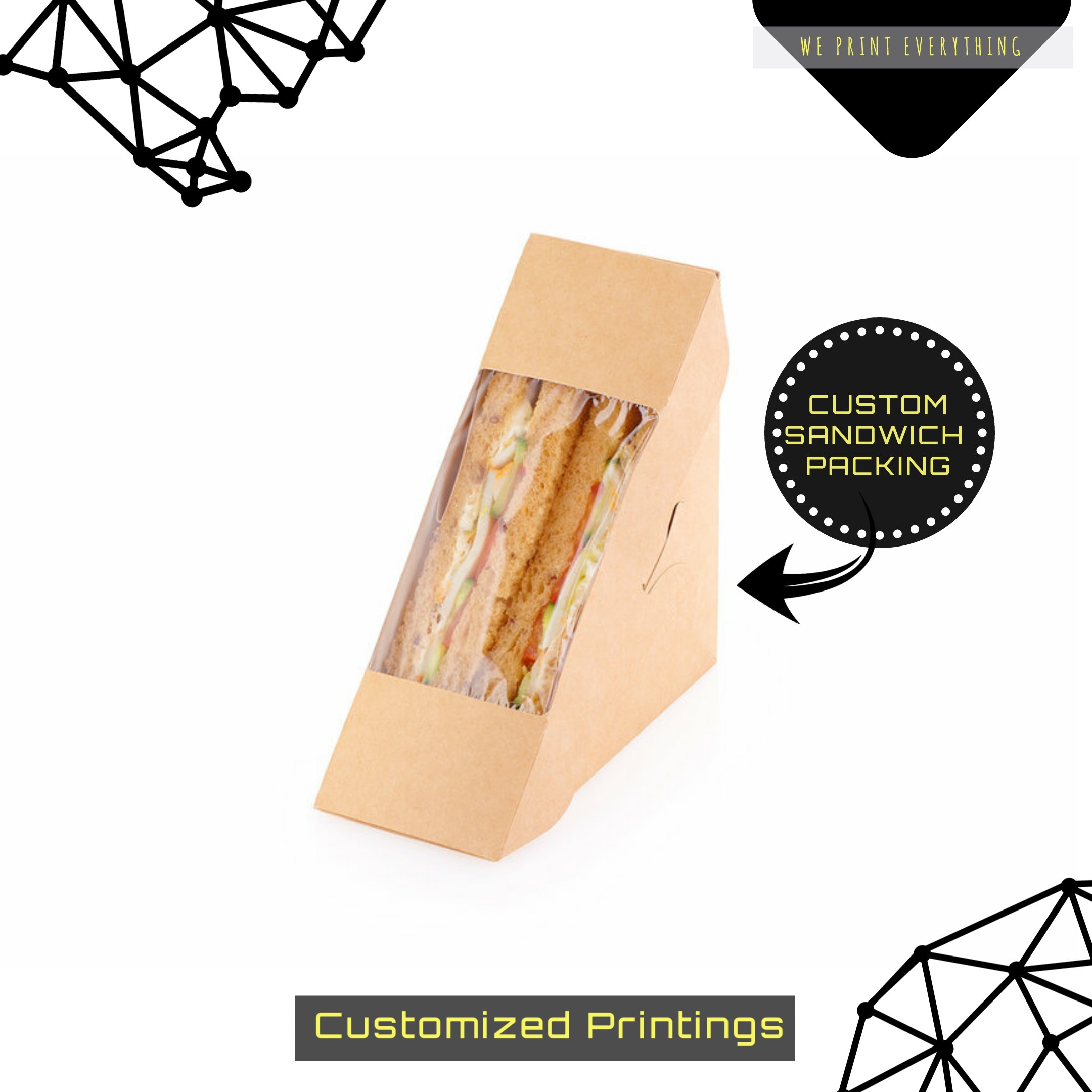 Custom Wrap Boxes Packaging for Sandwiches: Kraft Sandwich Wedge Double Kraft Paper Triangle ...