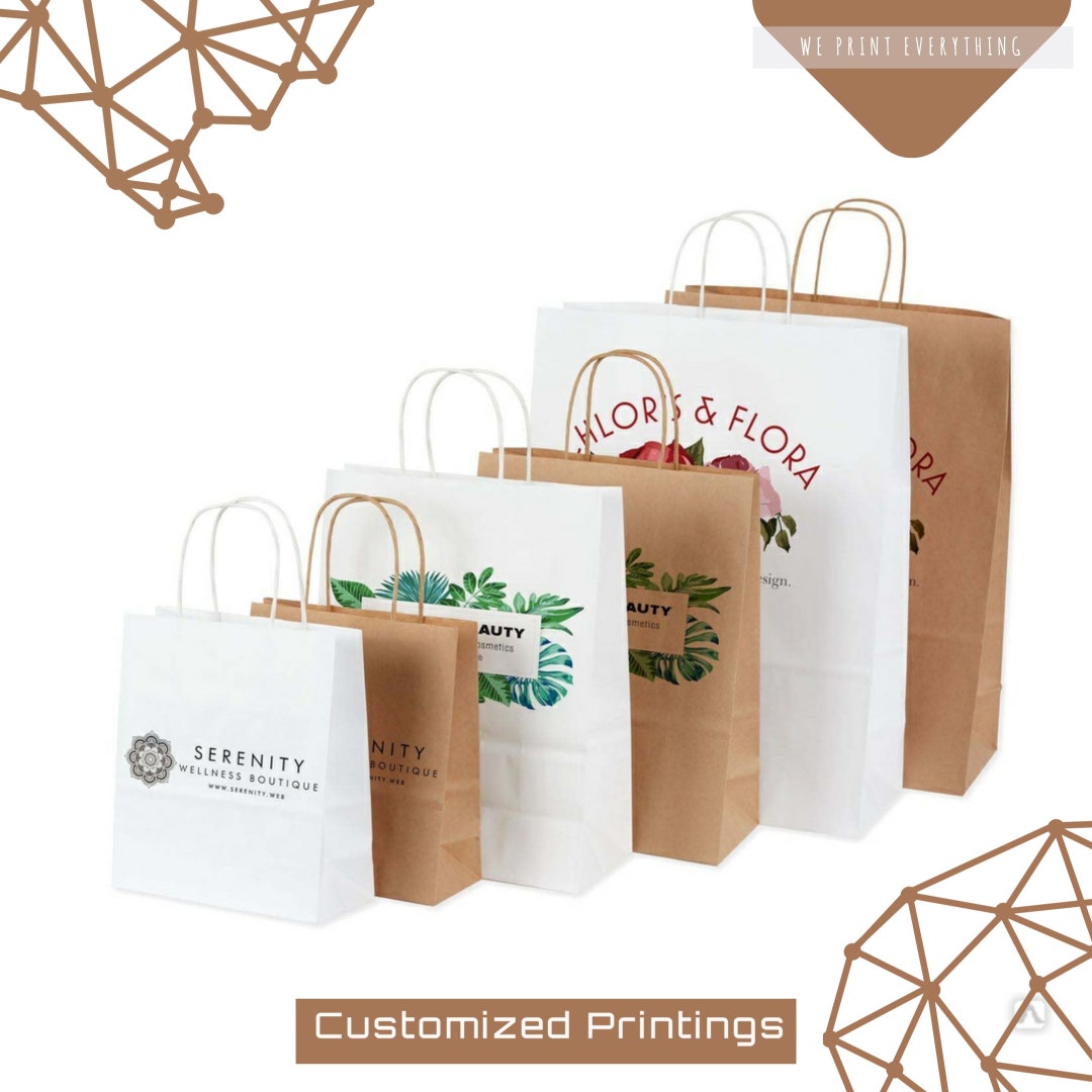 Personalized Kraft and Art Paper Bags With Handles Custom Sizes ...