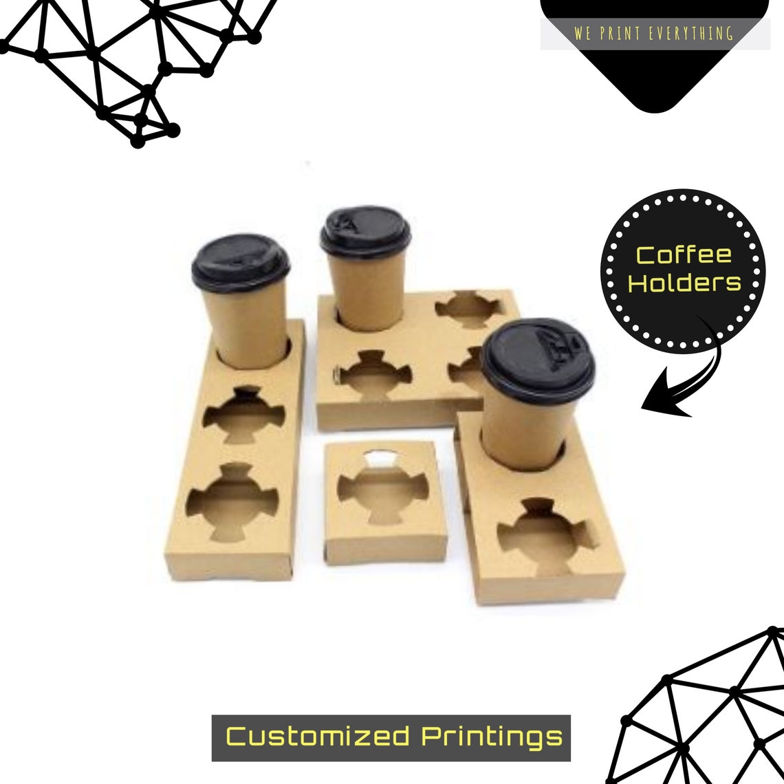 High-quality Cardboard Cup Carrier Tray Customized Printings for Drink ...