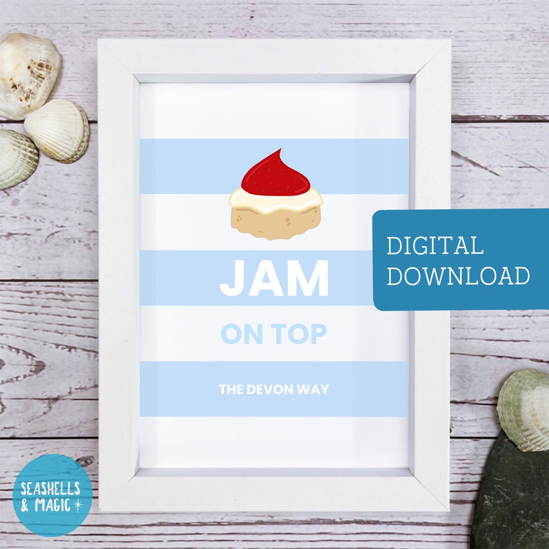 Jam on Top the Devon Way | Cream Tea Print | Scones, Jam and Clotted ...