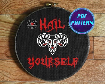 Ouija Hail Satan Hail Yourself Occult Cross Stitch Pattern Gothic ...