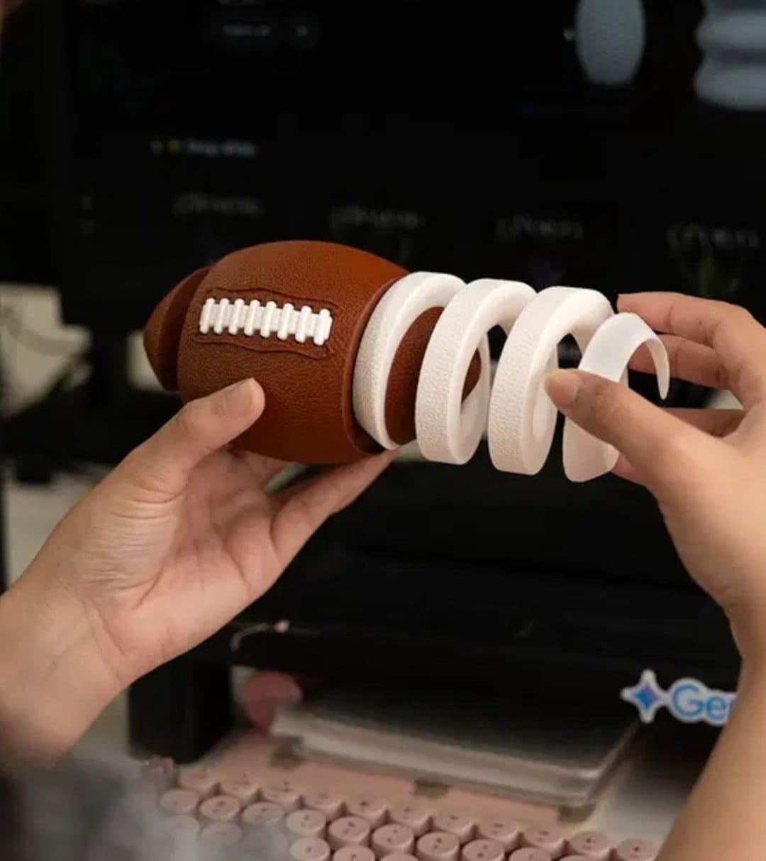 Spiral Football Fidget, 3D Printed Football, Stress Releiving Fidget ...