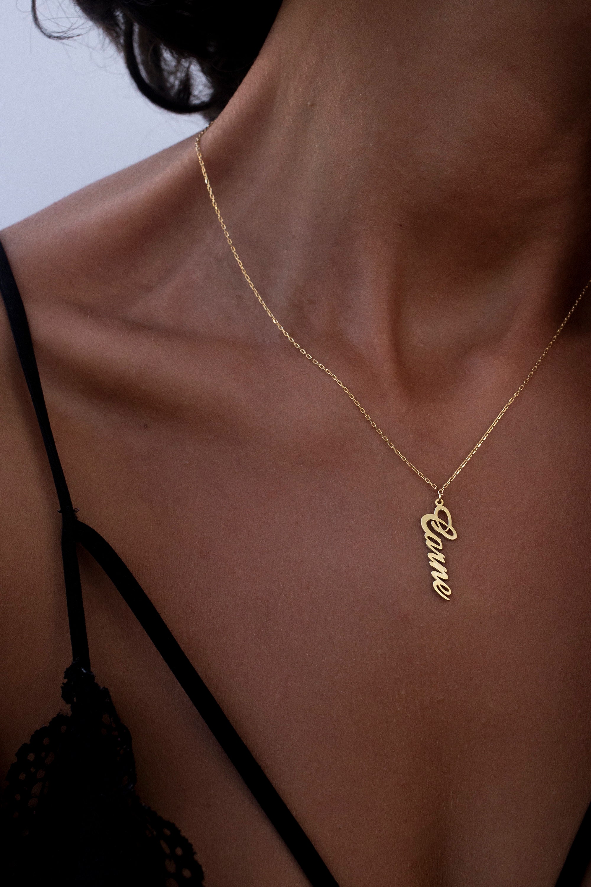 Vertical Name Necklace Personalized Name Necklace Custom - Etsy