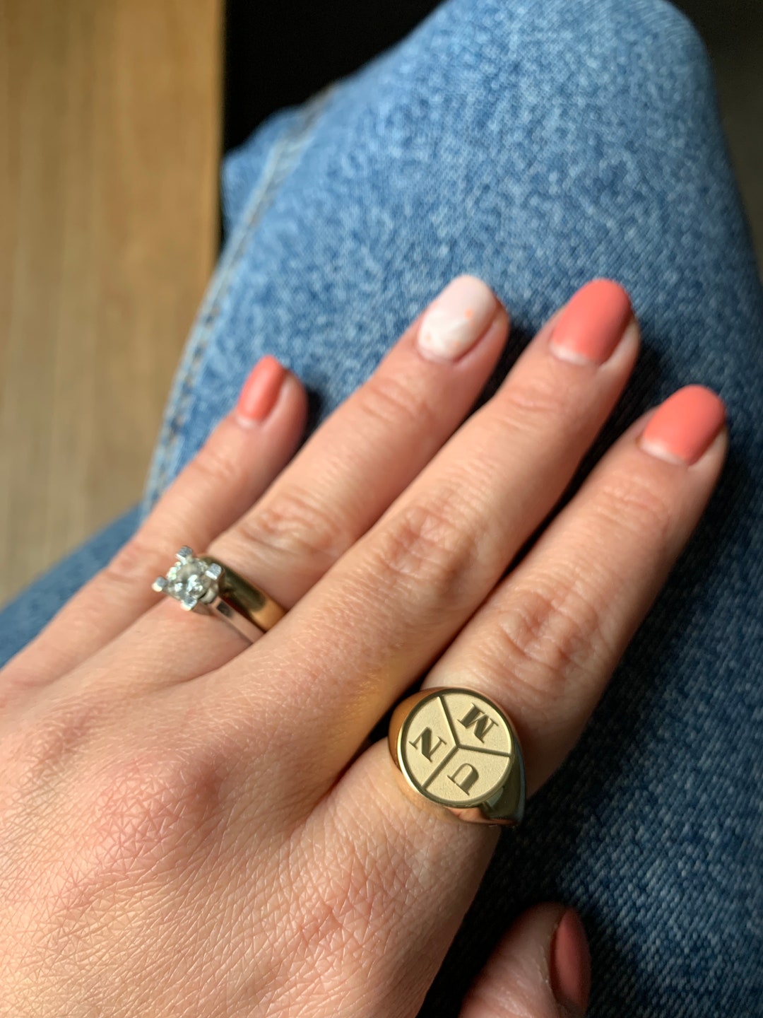 Family Signet Ring, Solid Gold Signet Ring, Personalized Signet Jewelry ...