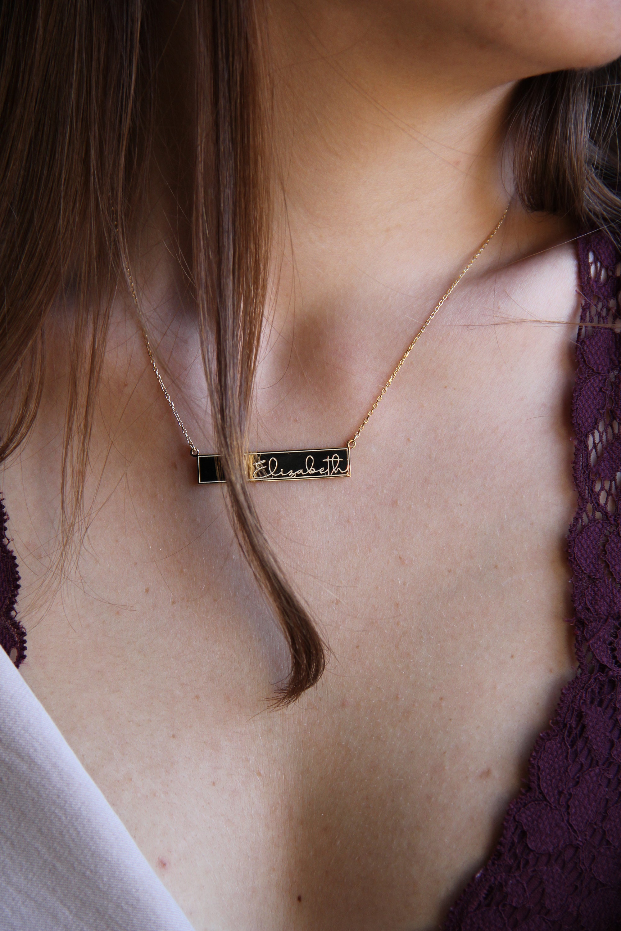 Engraved Bar Necklace Custom Bar Jewelry Name Bar Necklace | Etsy