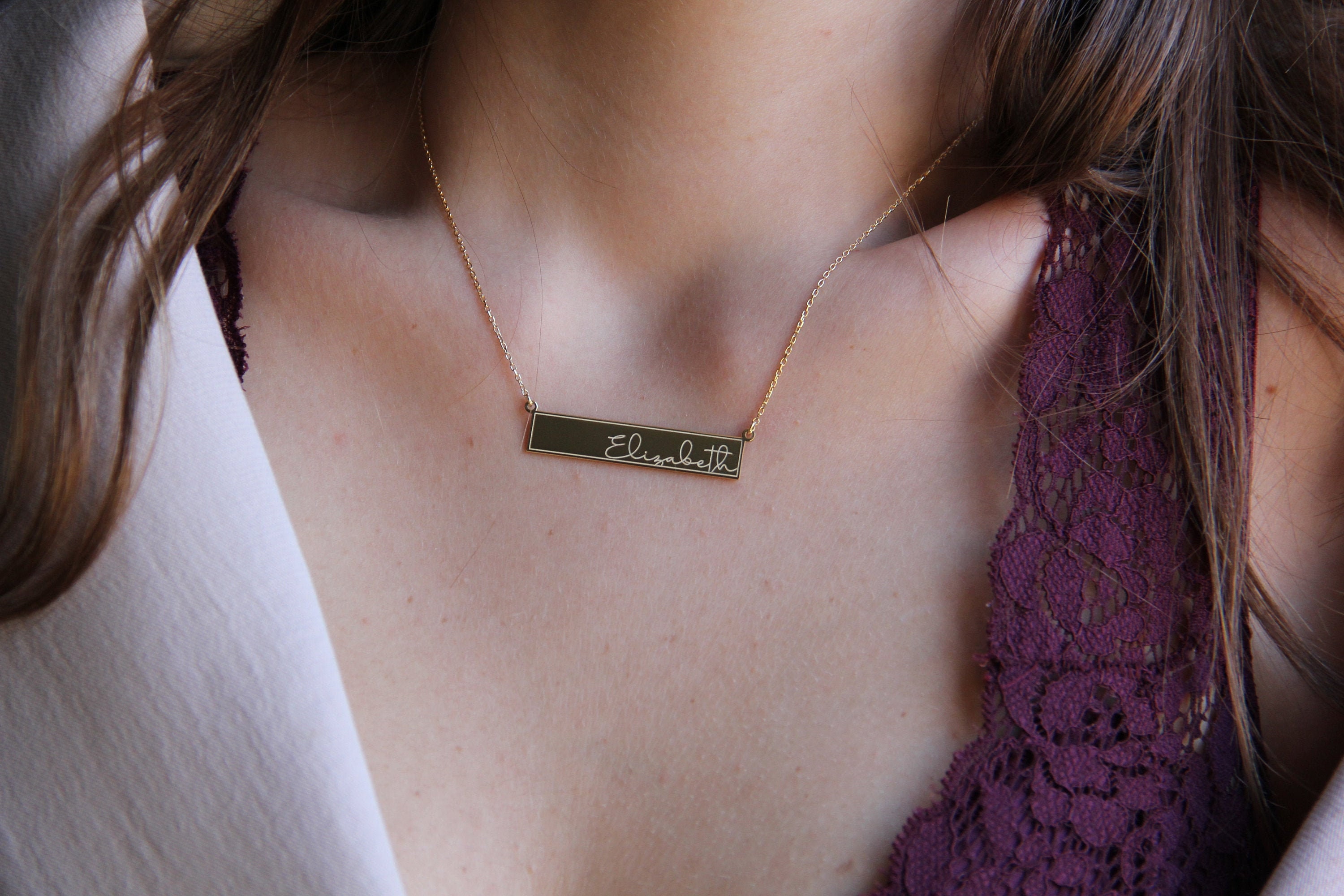 Engraved Bar Necklace Custom Bar Jewelry Name Bar Necklace | Etsy