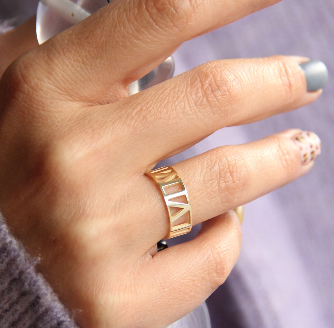 Custom Roman Numerals Ring, Custom Date Ring, Personalized Anniversary ...