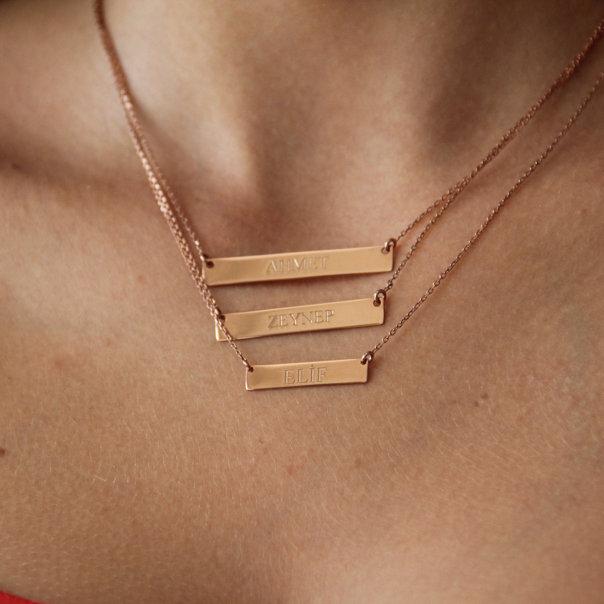 Customized Name Bar Necklace Personalized Gold Name Bar | Etsy