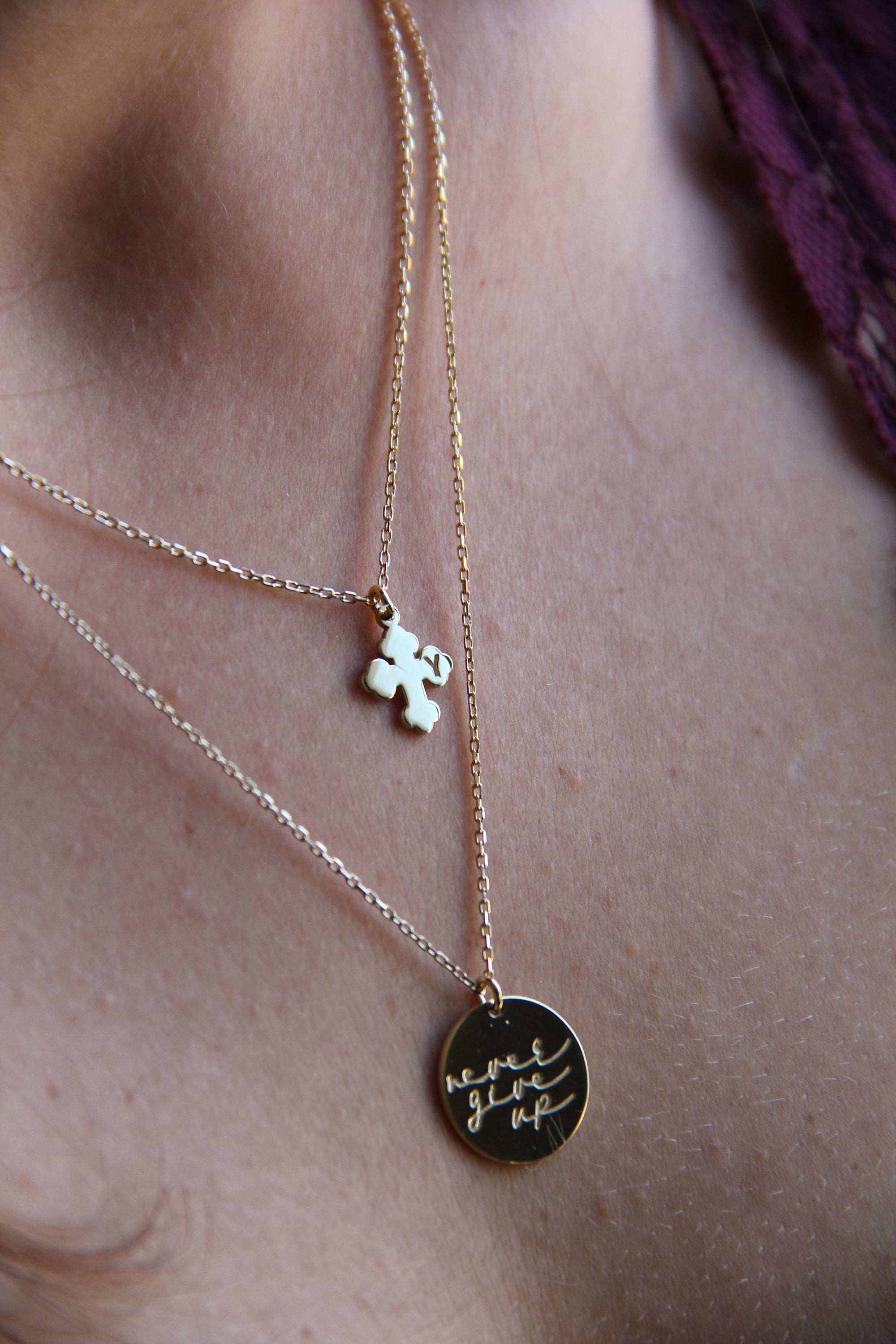 Custom Layered Necklace Personalized Disc Necklace Multiple | Etsy