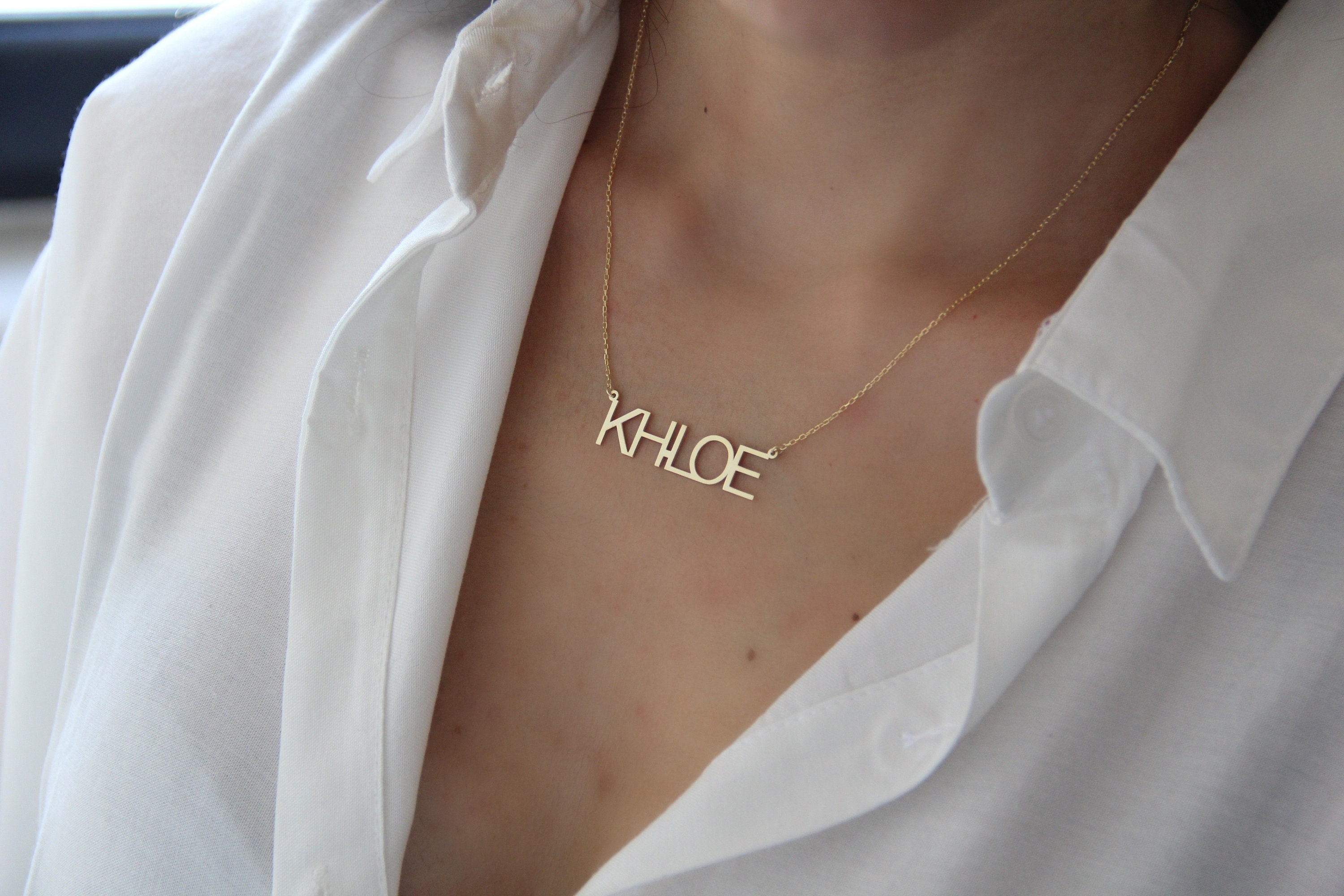 Block Name Necklace Custom Name Chocker Personalized Name - Etsy