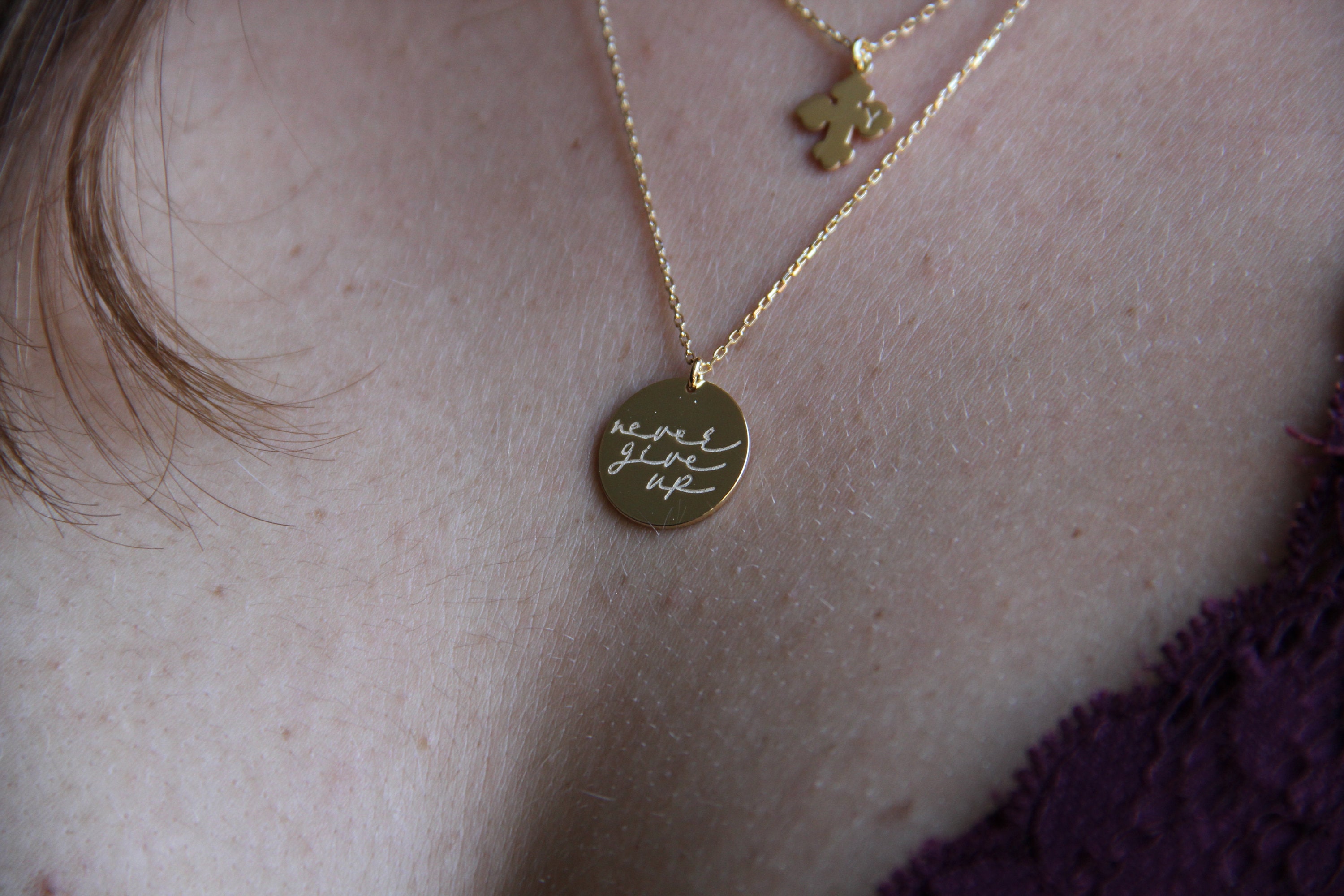 Custom Layered Necklace Personalized Disc Necklace Multiple | Etsy