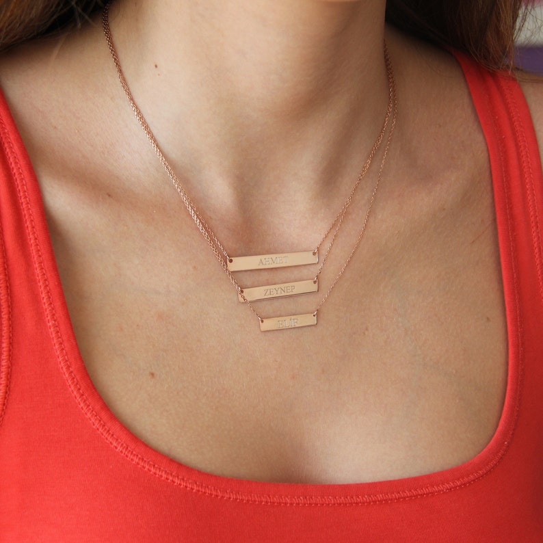 Customized Name Bar Necklace Personalized Gold Name Bar | Etsy