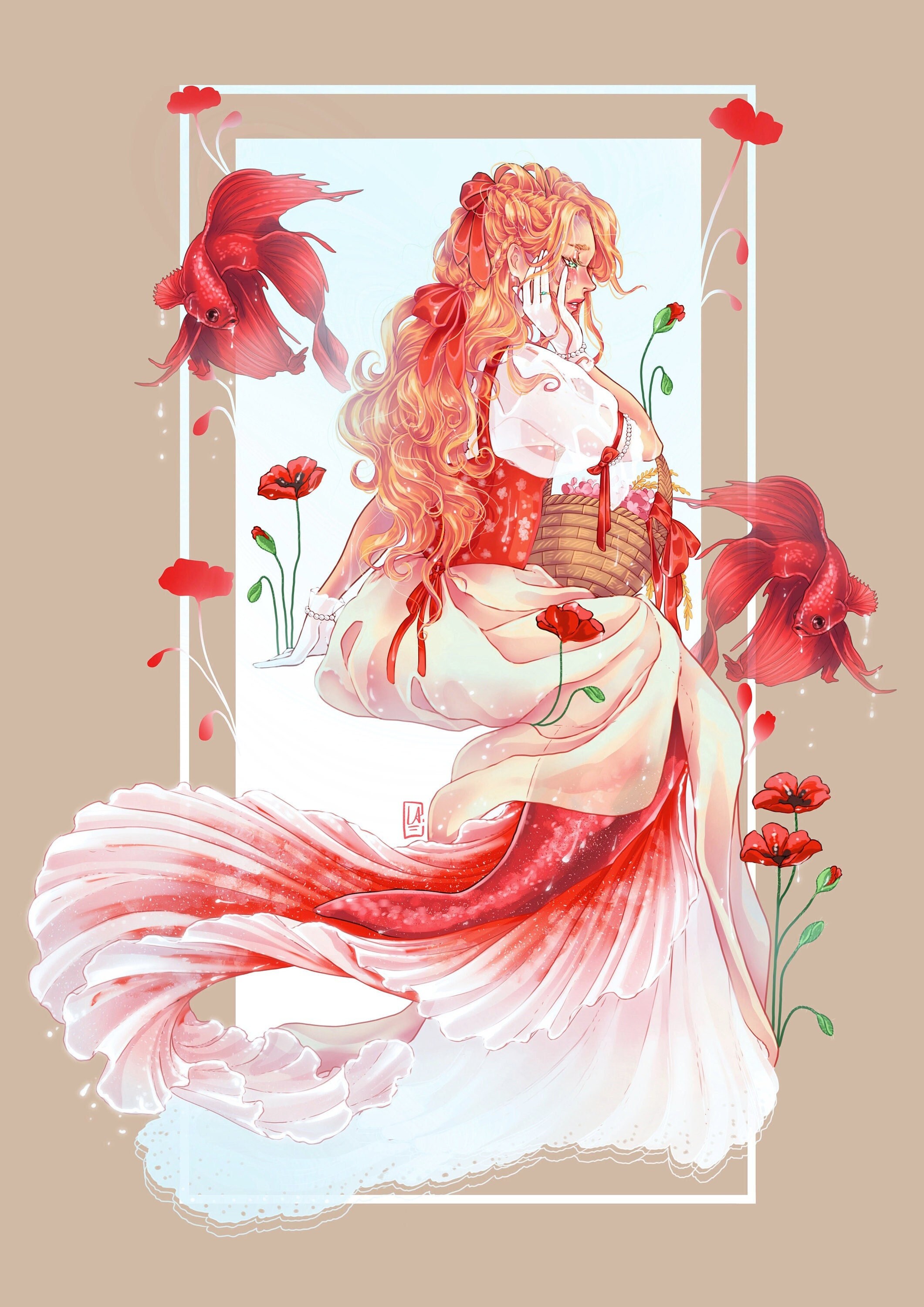 Poppy Mermaid Print - Etsy