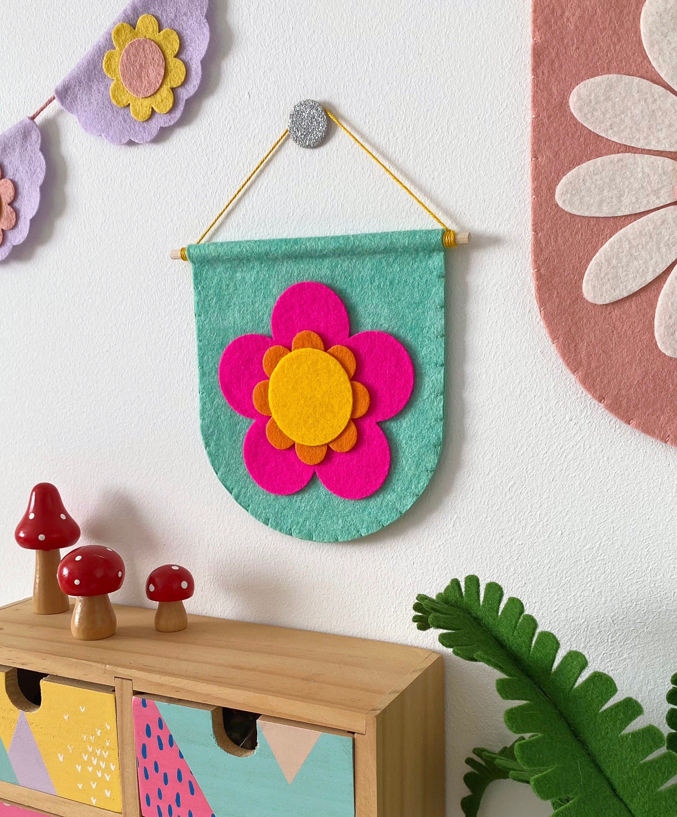 Retro Flower Felt Pennant Banner Colourful Wall Decor - Etsy